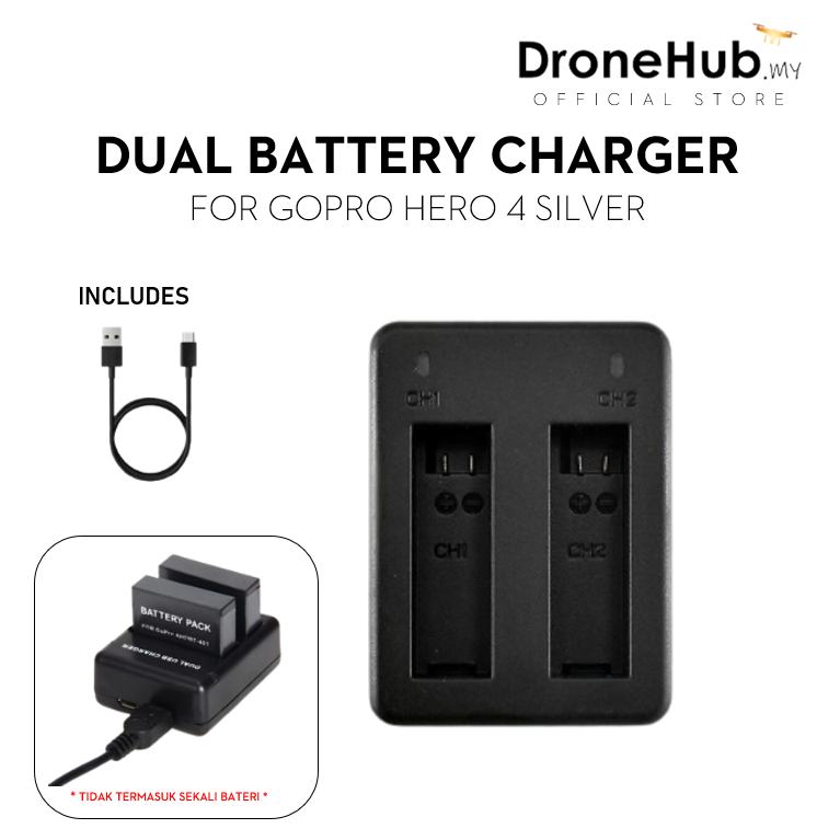 GoPro Hero 4 Silver Dual Slot Battery Charger AHDBT-401 ( Ship From ...