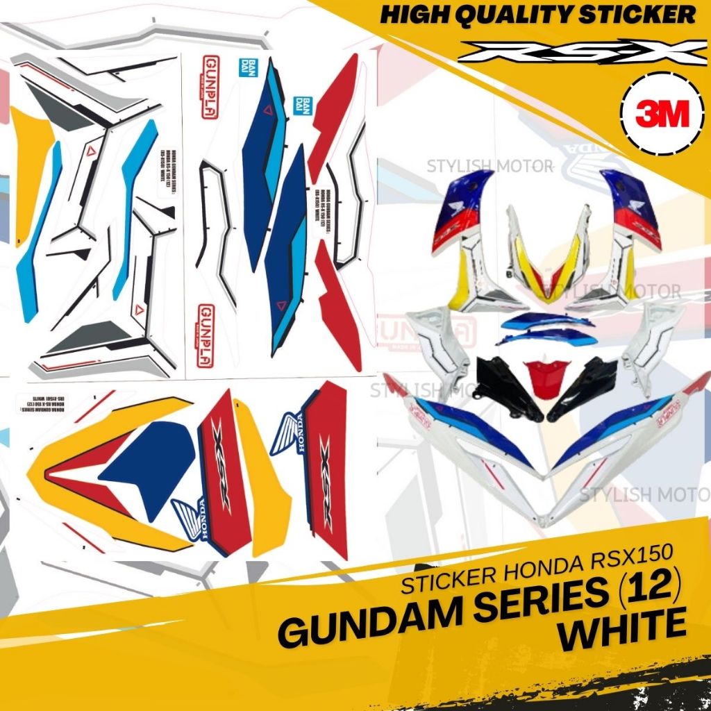 Stripe Honda Rsx 150 [ 3M Sticker ] Gundam Series (22) White Motorcycle ...