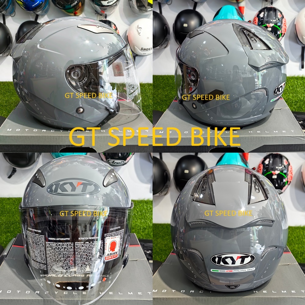 KYT HELLCAT OPEN FACE PLAIN GRL GREY HELMET SINGLE VISOR | Shopee Malaysia
