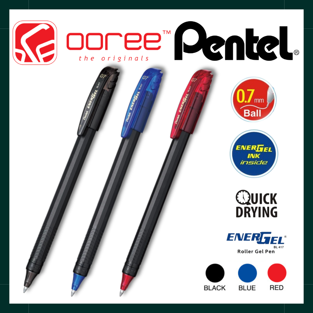PENTEL ENERGEL BL417 GEL ROLLER GEL PEN 0.7MM REFILLABLE SUPER SMOOTH WRITING QUICK DRY SMUDGE ...
