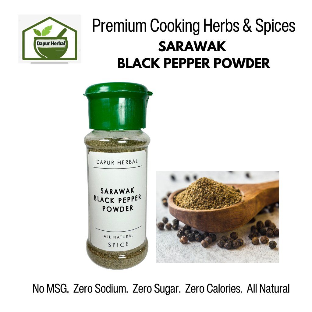 Dapur Herbal Halal Sarawak Black Pepper Powder 40gm | 100gm | Serbuk ...