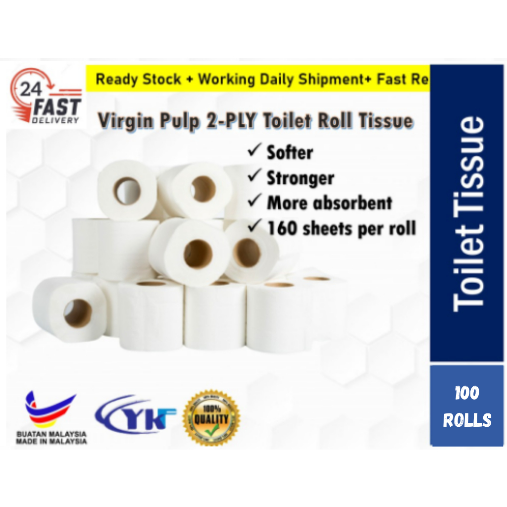 YKF Virgin Pulp Toilet Tissue 100 Rolls (140s X 100) Toilet Roll 厕纸 ...