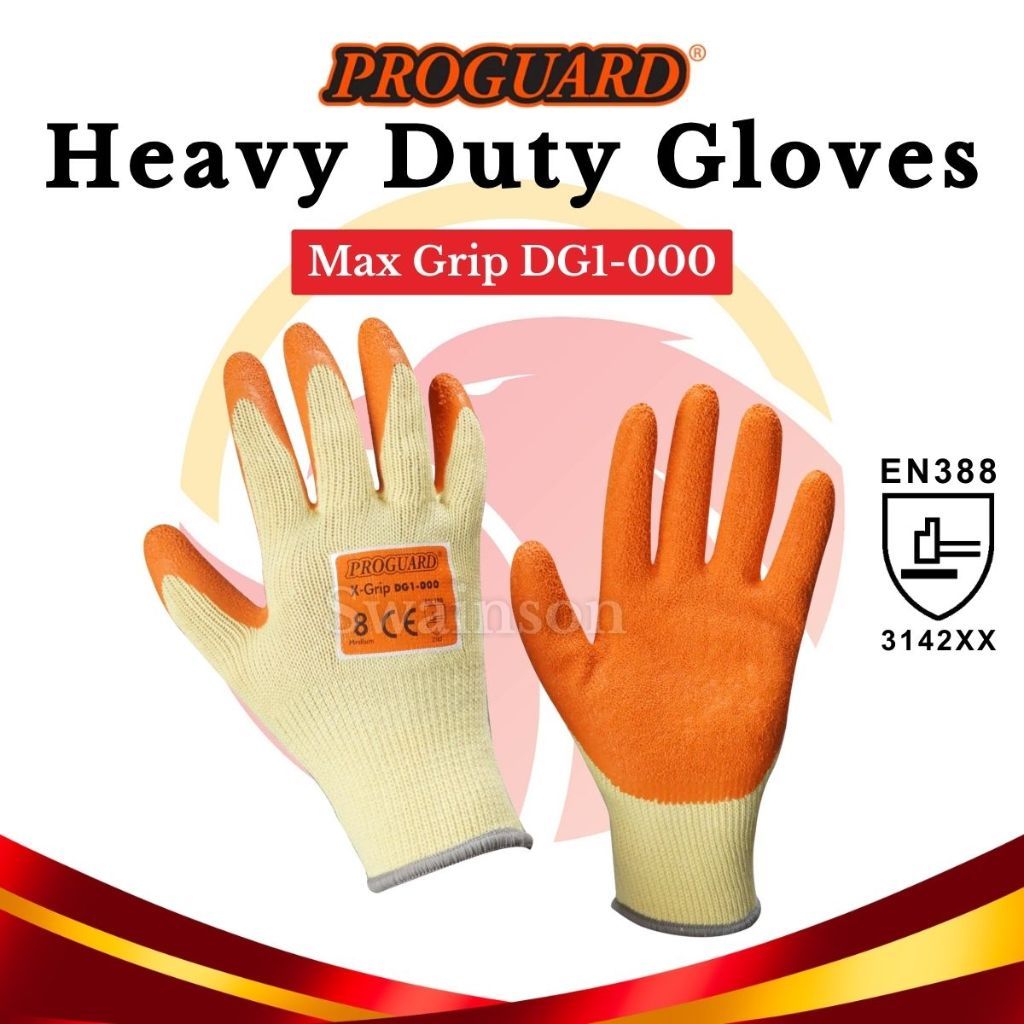 PROGUARD Working Glove Max Grip DG1-000 Heavy Duty Grip Comfortable ...