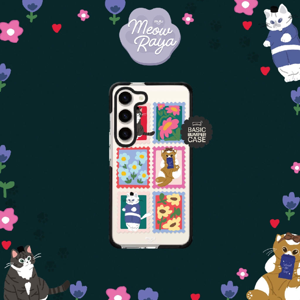 Flowery Paw - Meow Raya Collection (Powered by Basic Bumper) Compatible with SAMSUNG S23+ [Mutu ...