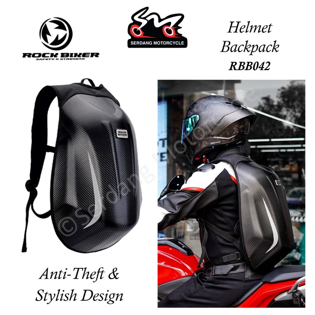 ROCK BIKERS RBB042 Helmet Backpack Hard Case Bag Riding Rider Beg Galas ...