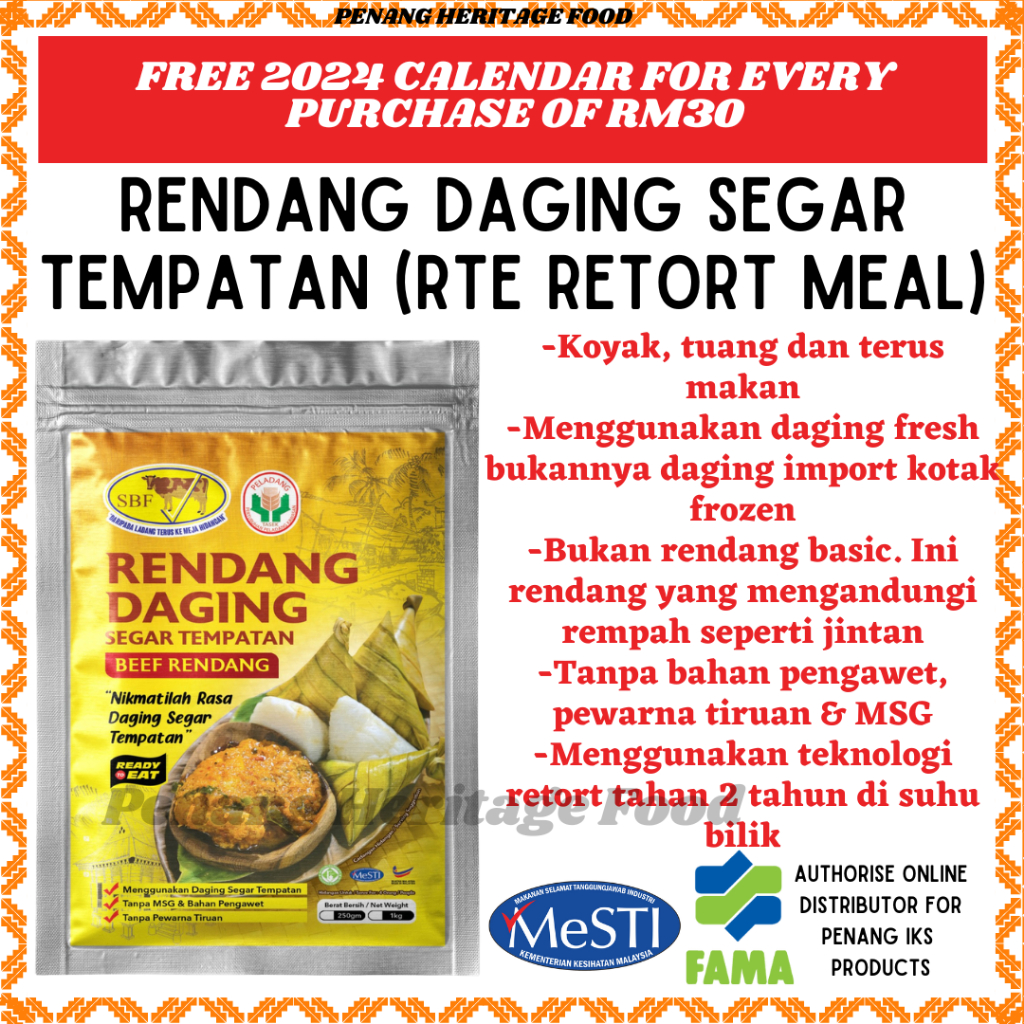 Rendang Daging Segar Tempatan RTE Termurah Dipasaran, Beef Rendang ...