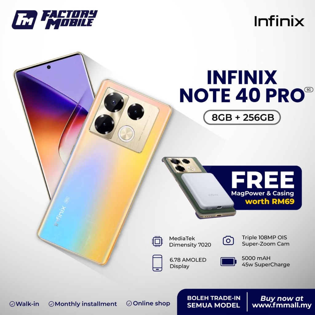 INFINIX NOTE 40 PRO 5G FREE MAGPOWER | Shopee Malaysia