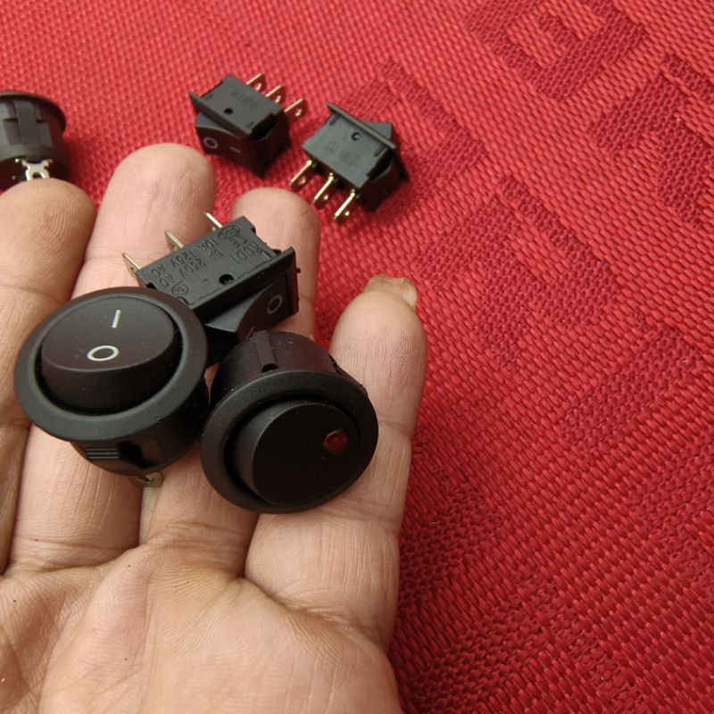 ON/OFF Round Rocker Toggle Switch 6A/250VAC 20A/12VDC Plastic Push ...