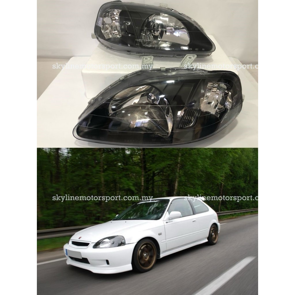 Honda Civic Ek9 S21 Ek99 Head Lamp Light 100% Taiwan Depo Black Base ...