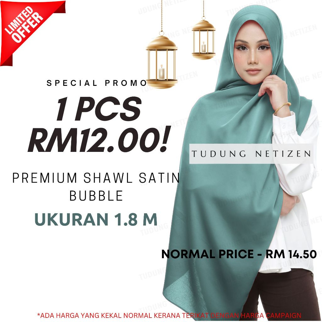 AHAD/PH NO POSTAGE [READY STOCK] PREMIUM SHAWL SATIN BUBBLE (HARGA ...