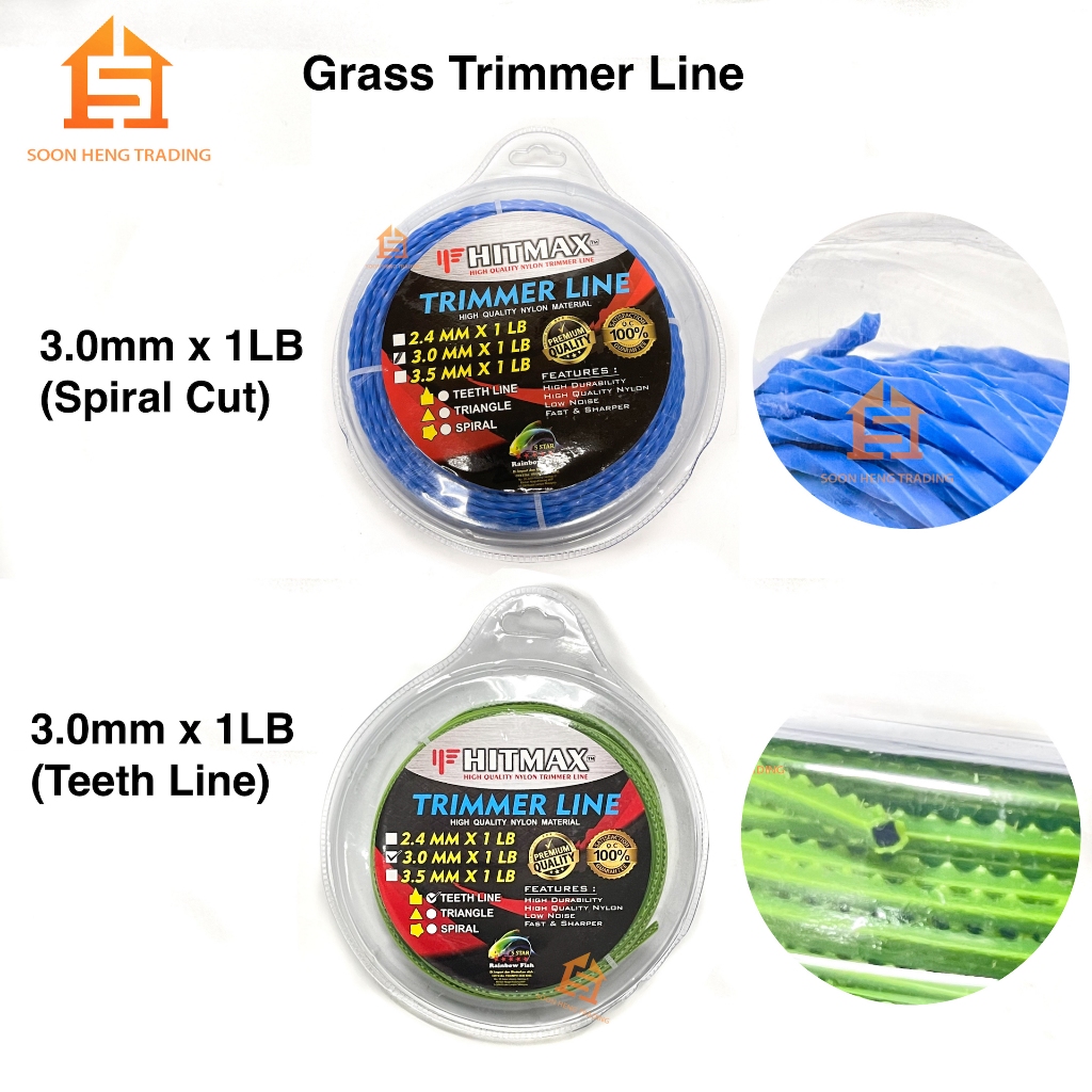 NYLON Grass Trimmer Line [3.0mm x 1LB]/ Tali Mesin Rumput (Spiral Cut/ Teeth Line) | Shopee Malaysia