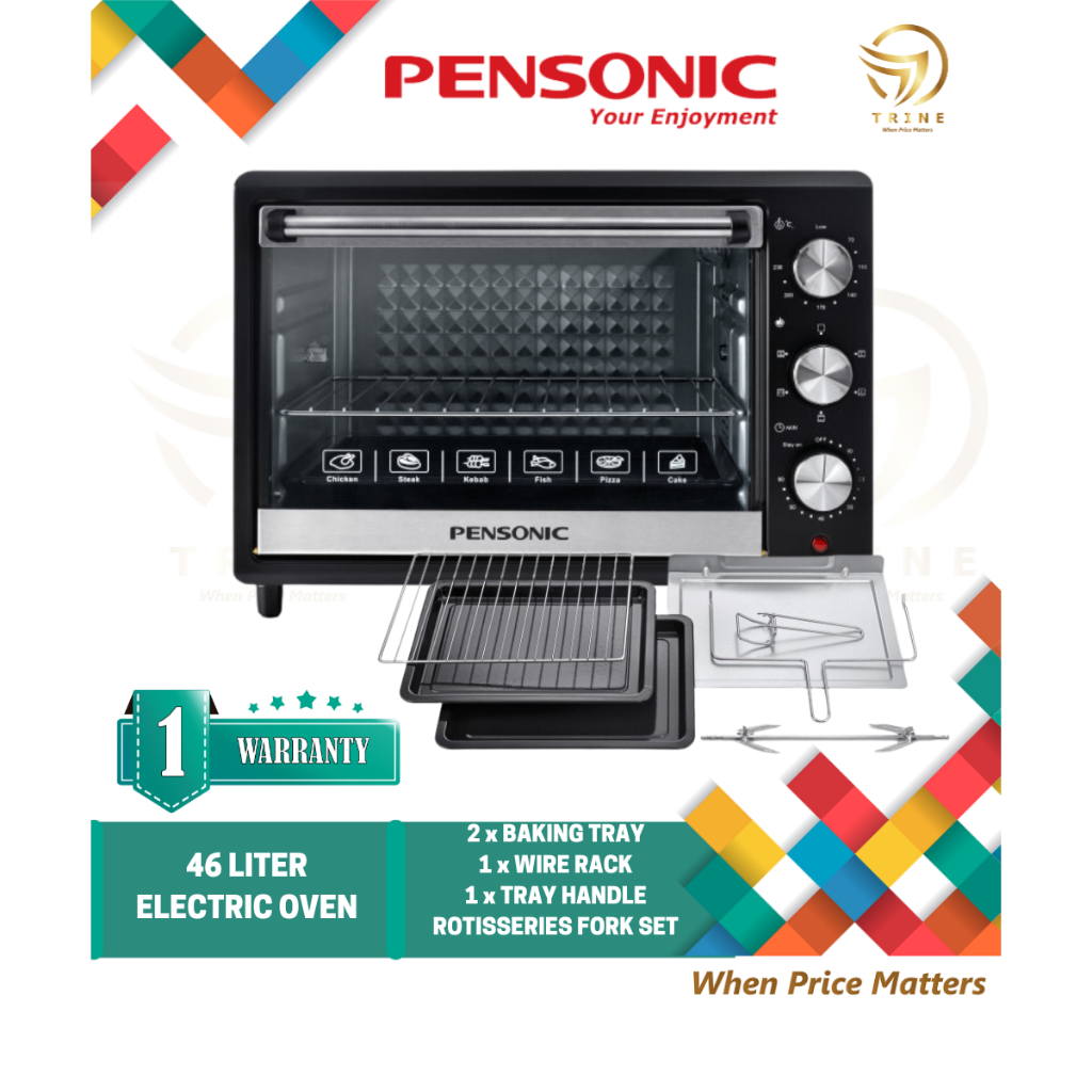 Pensonic 46L Large Electric Oven with Rotisseries & Light PEO-4611 ...