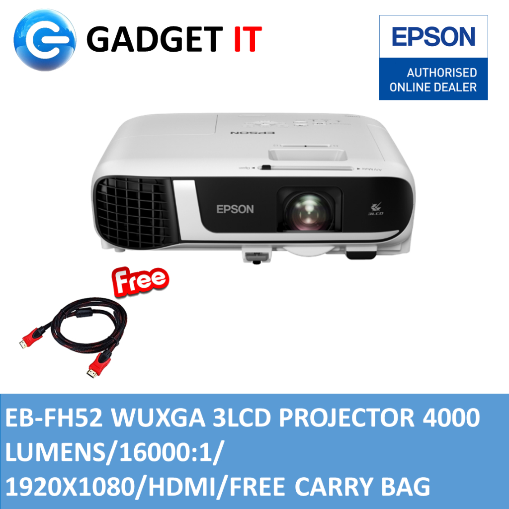 EPSON EB-FH52 / EB-FH54 3LCD FHD PROJECTOR 4,000 / 4100 LUMEN - FREE ...