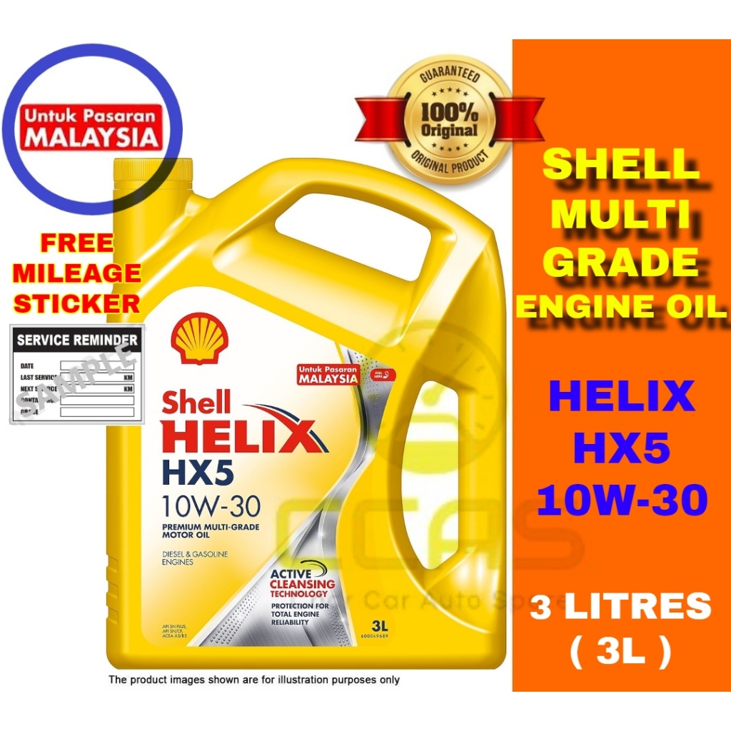 100% ORIGINAL Shell Helix HX5 3L - API SN/CF - 10W30 Engine Oil 3Litre ...