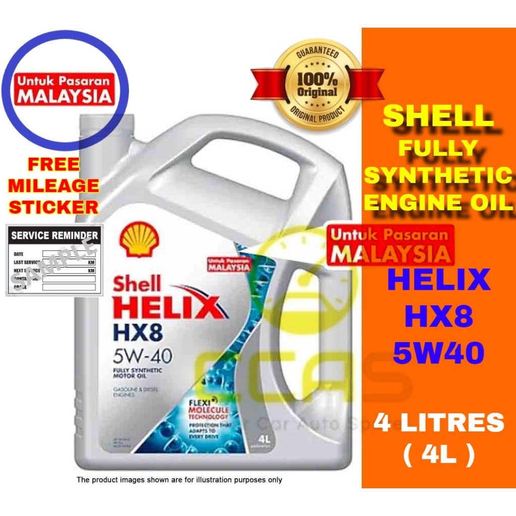 Shell Helix HX8 4L - API SN/CF - 5W40 5W-40 Engine Oil 4Litre - Fully ...