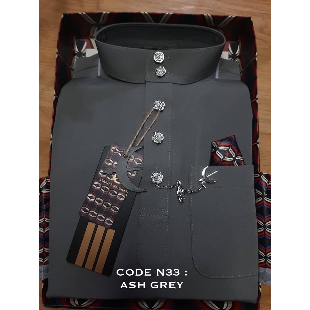 Baju Melayu Elrah 2024 Ultimate 2.0 [ASH GREY] Baju Raya | Shopee Malaysia