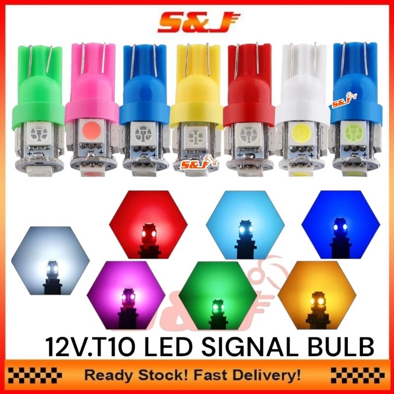 1SET 2PC. UNIVERSAL 12V LED T10 T13 5LED SIGNAL BULB SET RED BLUE WHITE ...
