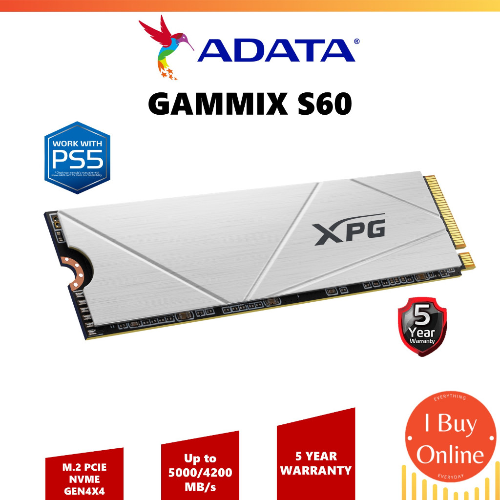 ADATA M.2 S60 NVMe PCIe Gen 4x4 M.2 2280 SSD XPG GAMMIX (512GB/1TB/2TB ...