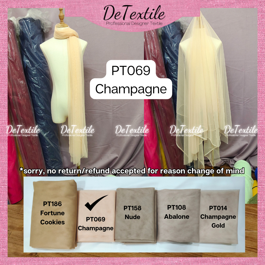 DeTextile Premium Tulle Bridal Soft Net Kain Net Lembut Murah Bidang ...