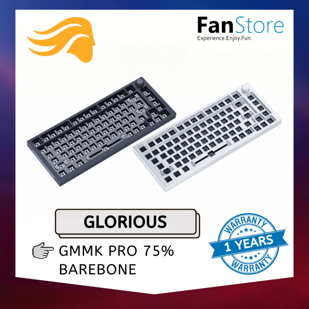 FANSTORE GLORIOUS GMMK PRO 75% Barebone Keyboard Black Slate / White ...