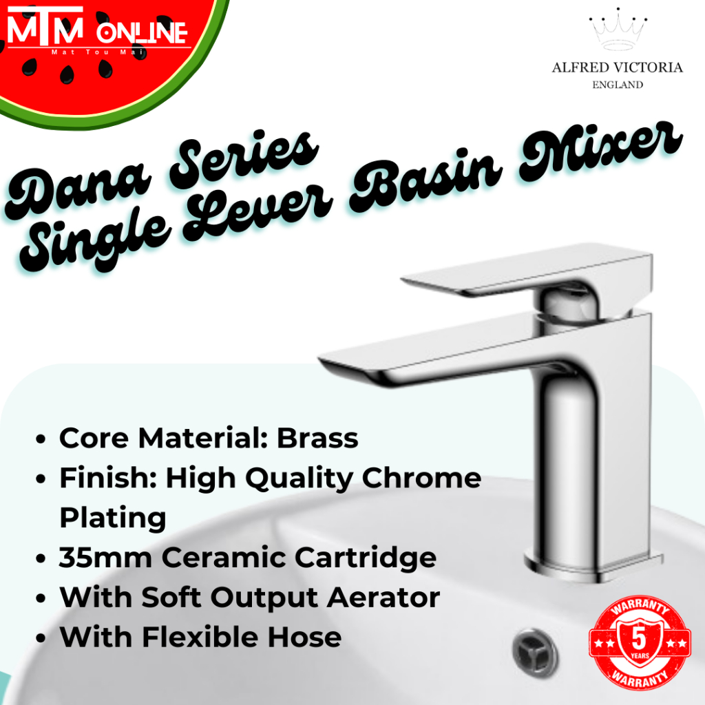 ALFRED VICTORIA 150mm Single Lever Basin Mixer Tap Chrome Pillar Water ...