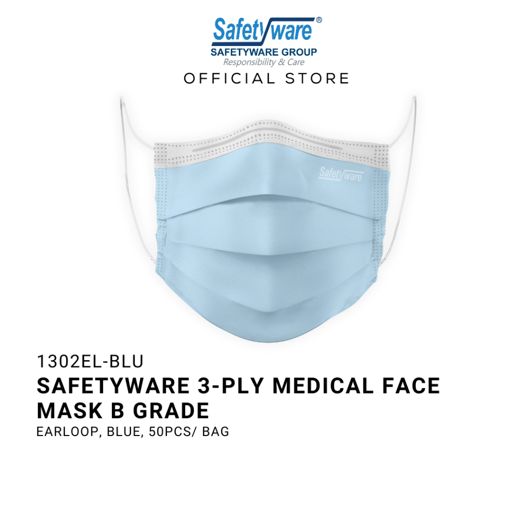 CLEARANCE SALE | SAFETYWARE 3-Ply Medical Face Mask (B-Grade) | 50pcs ...