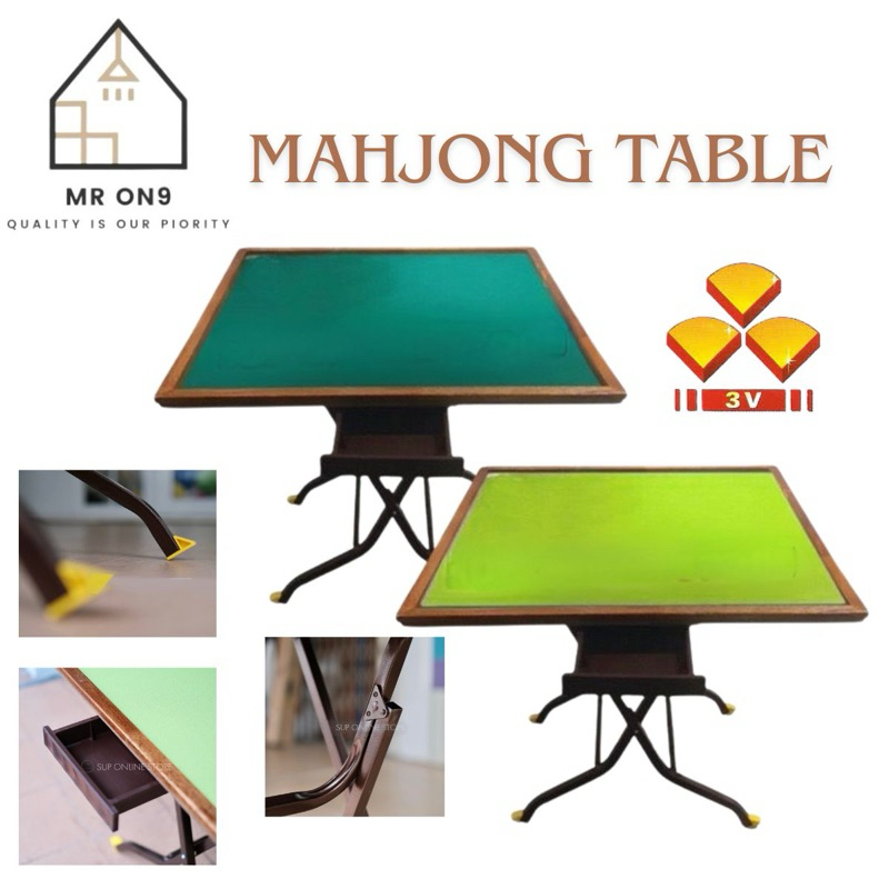 3V Mahjong & Lami Table / Fordable Square Mahjong Table / Meja Judi ...