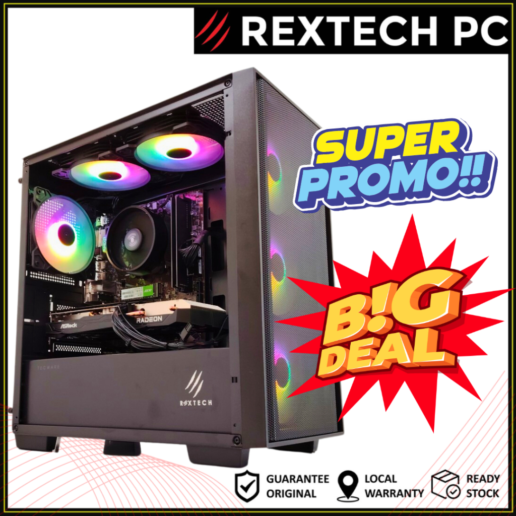 Rextech Custom PC AMD Ryzen RX 6600 Gaming PC Budget High Spec RYZEN ...