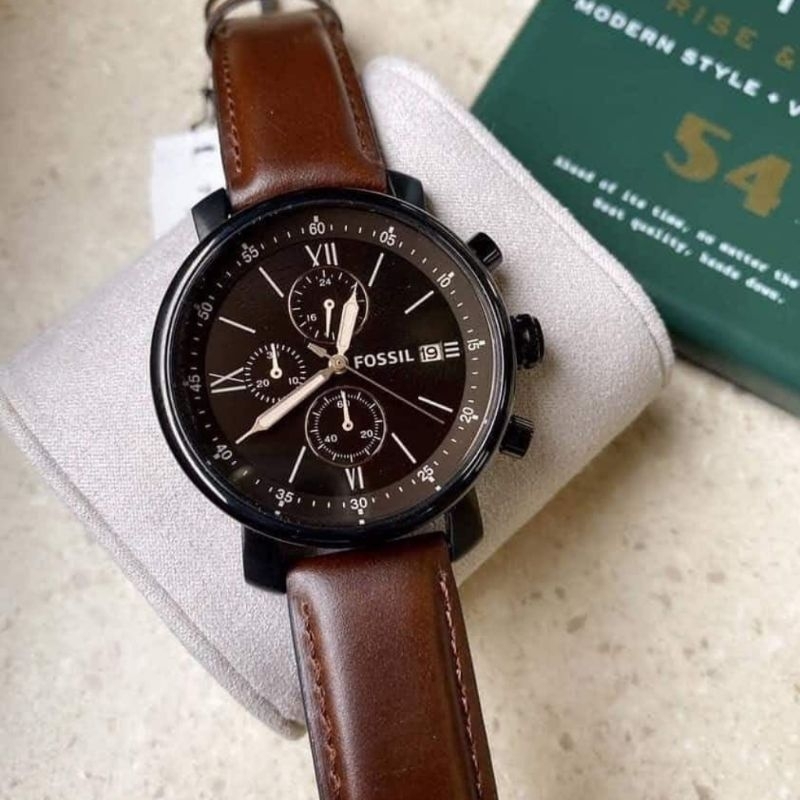 Fossil Mens Watch Rhett Chronograph Brown Leather BQ2459 | Shopee Malaysia