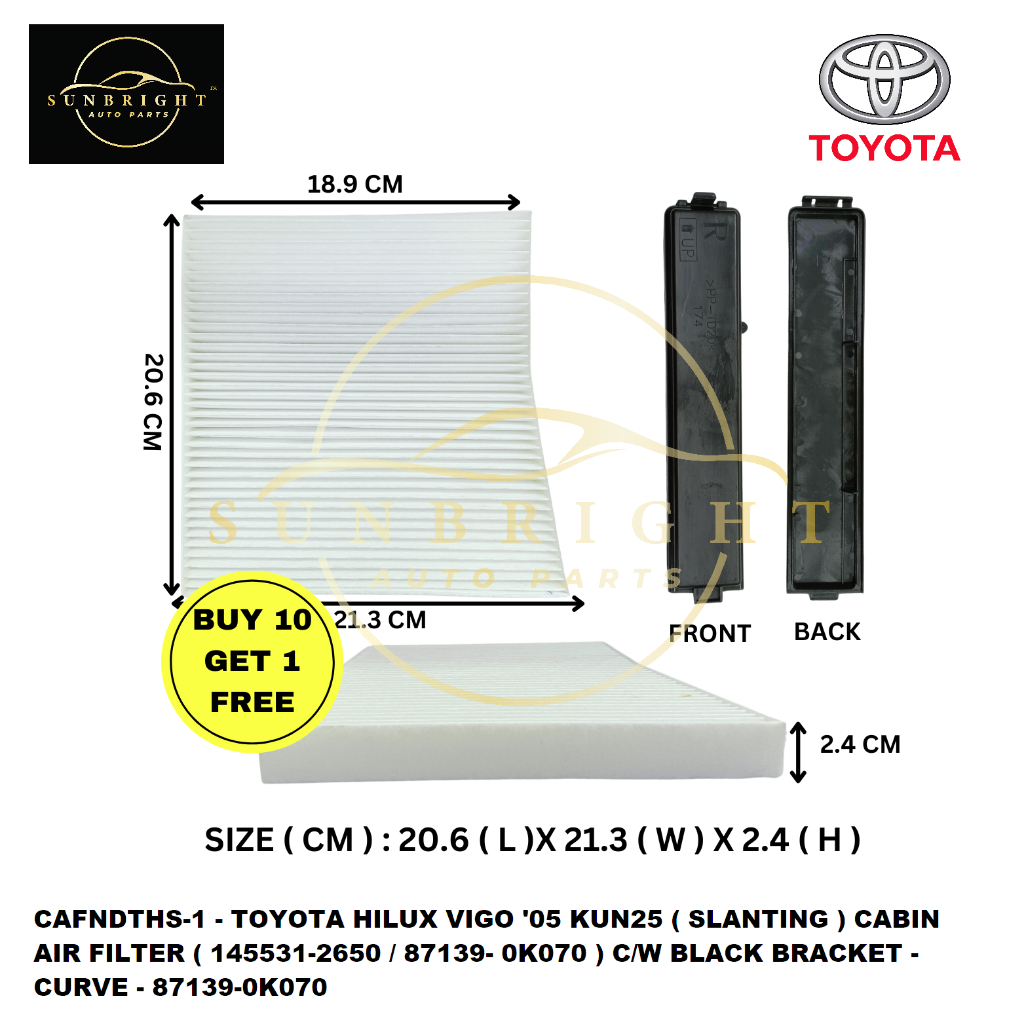 TOYOTA HILUX VIGO '05 KUN25 ( SLANTING)AIR FILTER ( 145531-2650 / 87139 ...