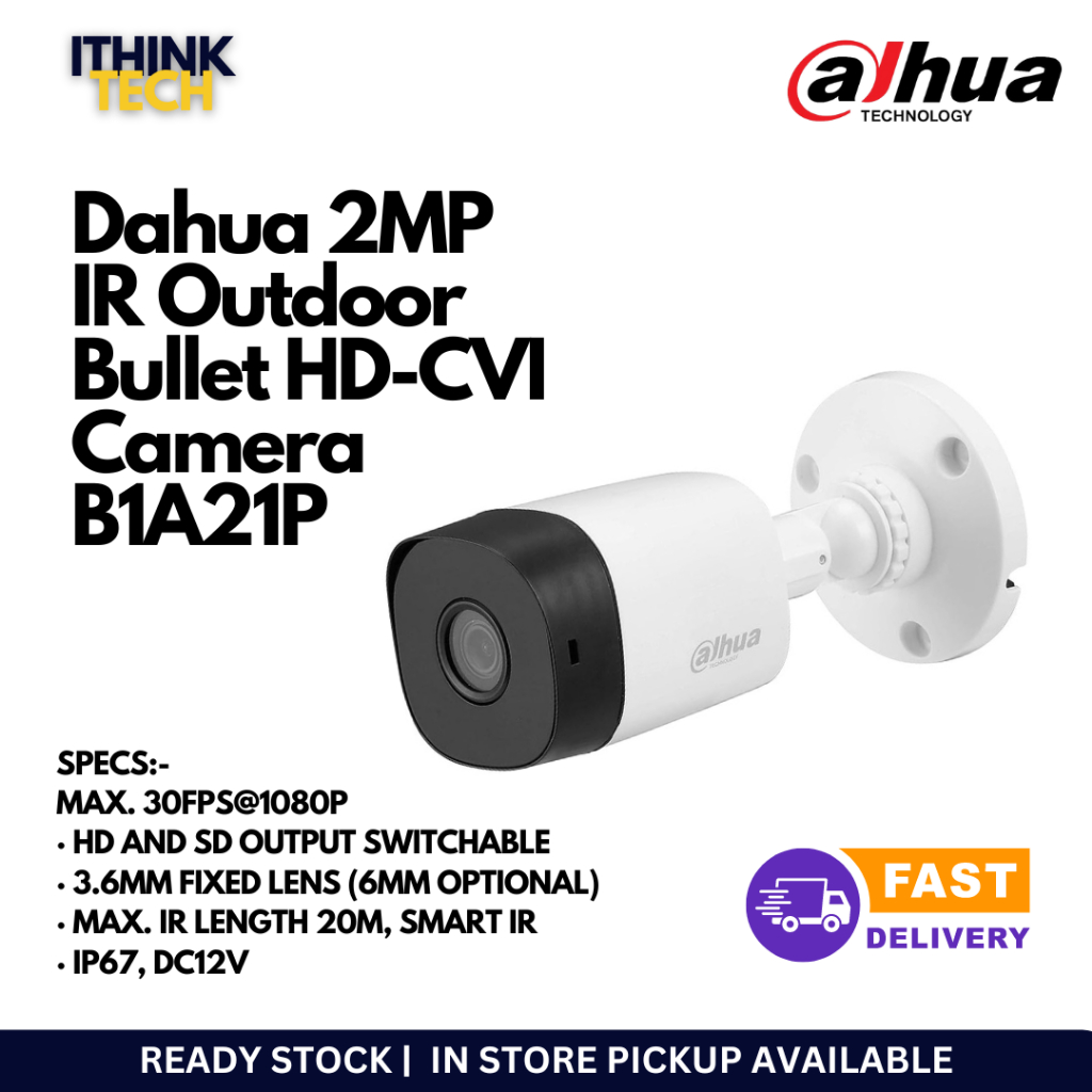 Dahua 2MP IR HD-CVI Camera Eyeball Outdoor Bullet T1A21P B1A21P ...