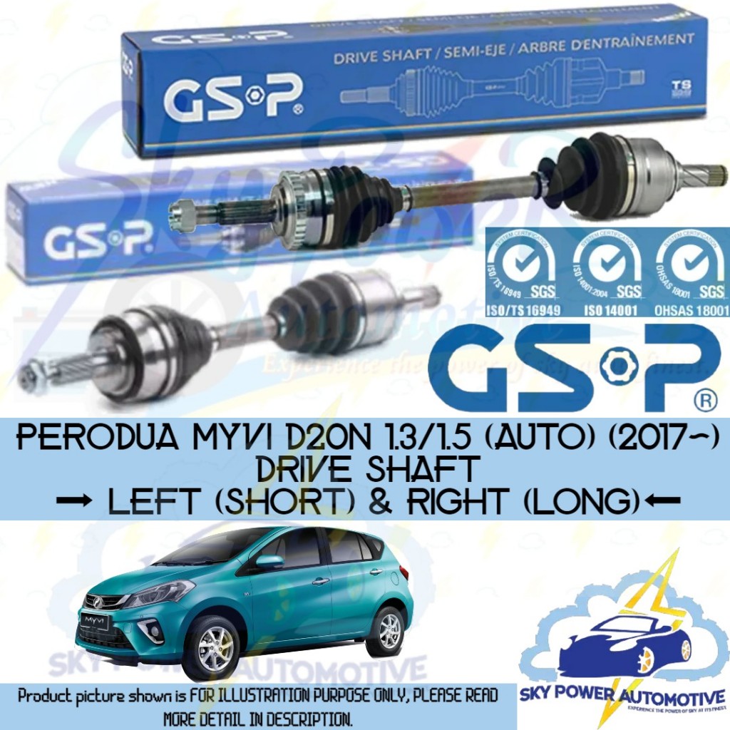 PERODUA MYVI D20 D20N 1.3 1.5 (AUTO) (2017~) GSP DRIVE SHAFT (LEFT ...
