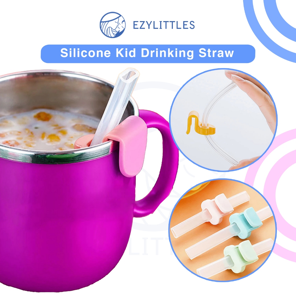 EZYLITTLES Kid Silicone Drinking Straw with Buckle Multipurpose Used ...
