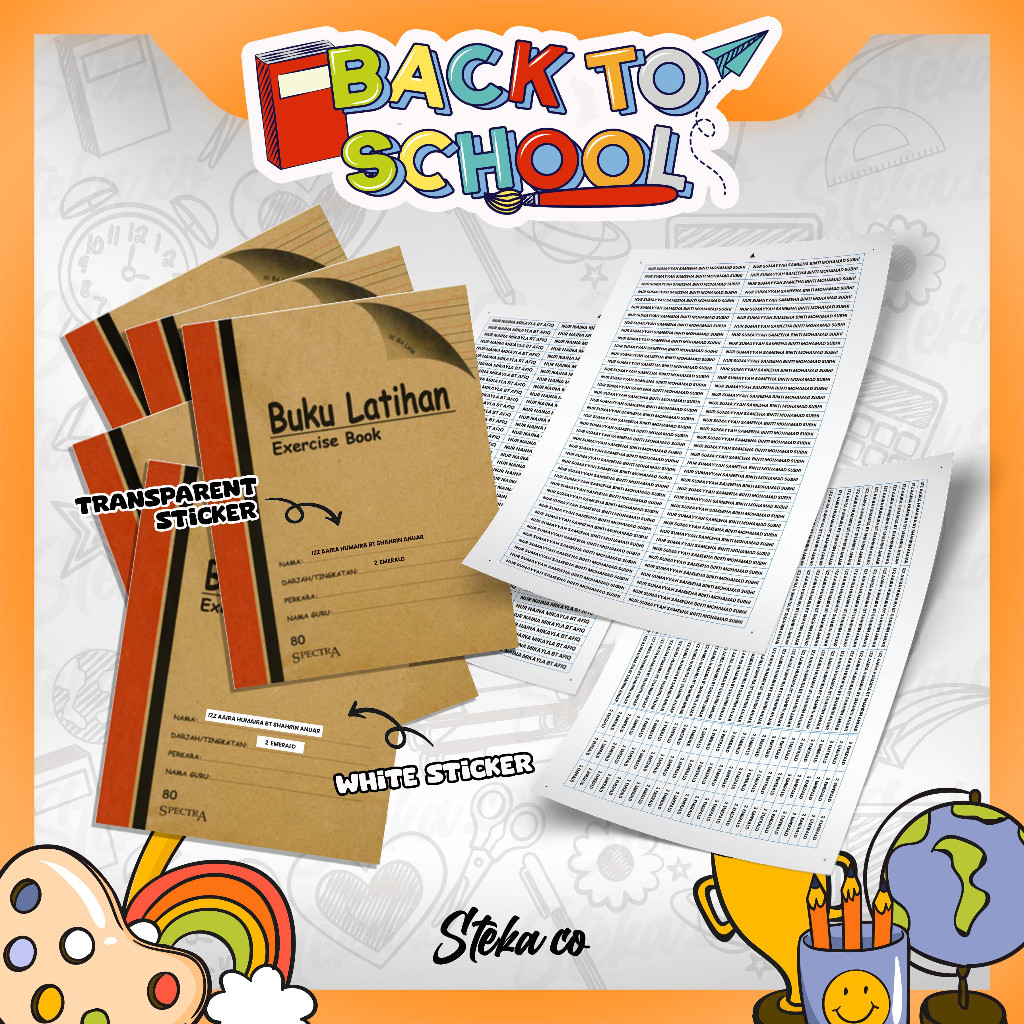 Sticker Label Buku Alat Tulis Pensel Peralatan Stationery School ...