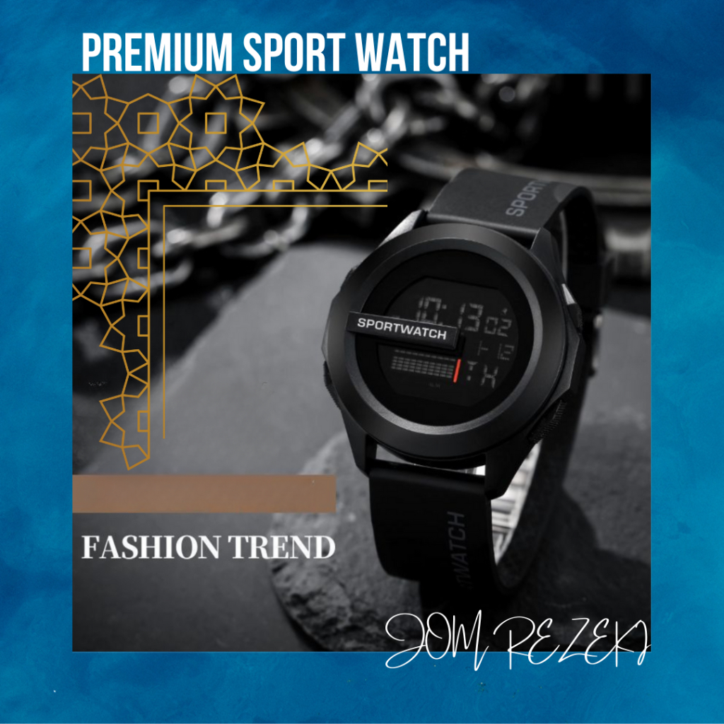 JOM QUICKSILVER Sports Digital LED Multifunction Men Women Watch Jam ...