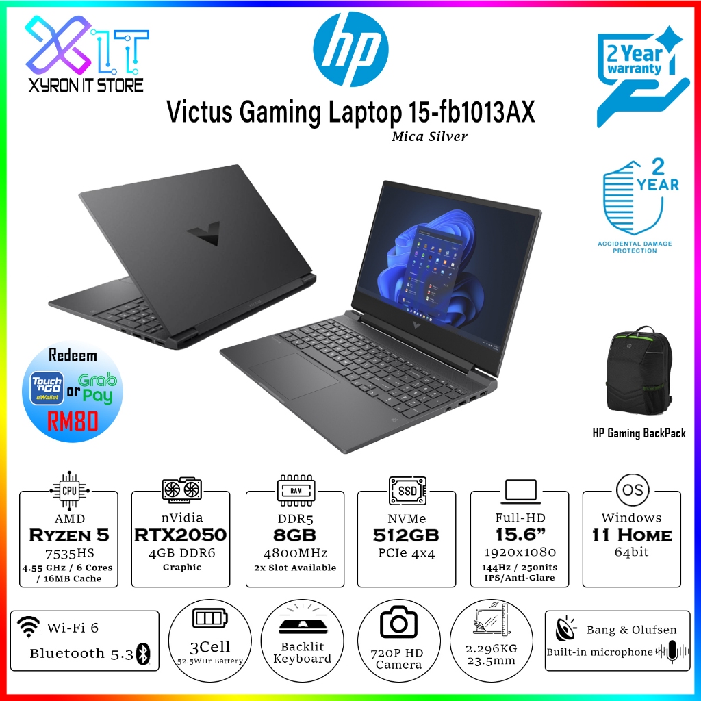 HP Victus Gaming Laptop 15-fb1013AX/ADM Ryzen 5-7535HS/8GB RAM/512GB ...