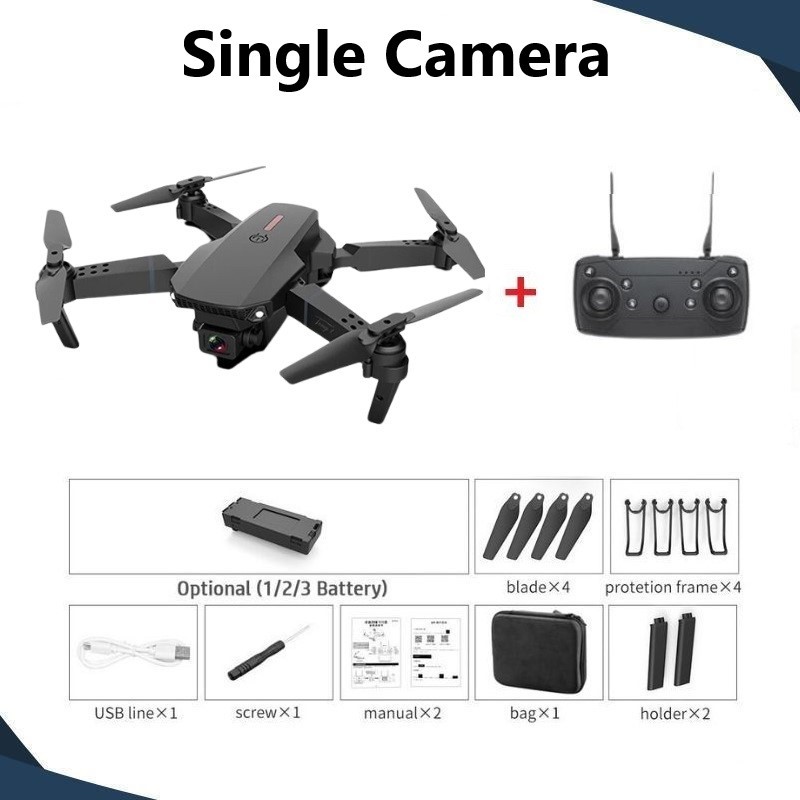 Dual Camera Drone E88 Pro RC Quadcopter Mainan Remote Dron Mini With ...