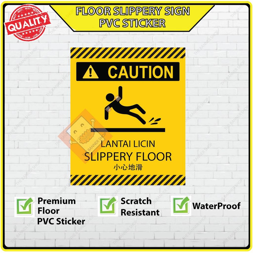 Floor Slippery Sticker Signage, Beware of wet floors floor Sticker (PVC ...
