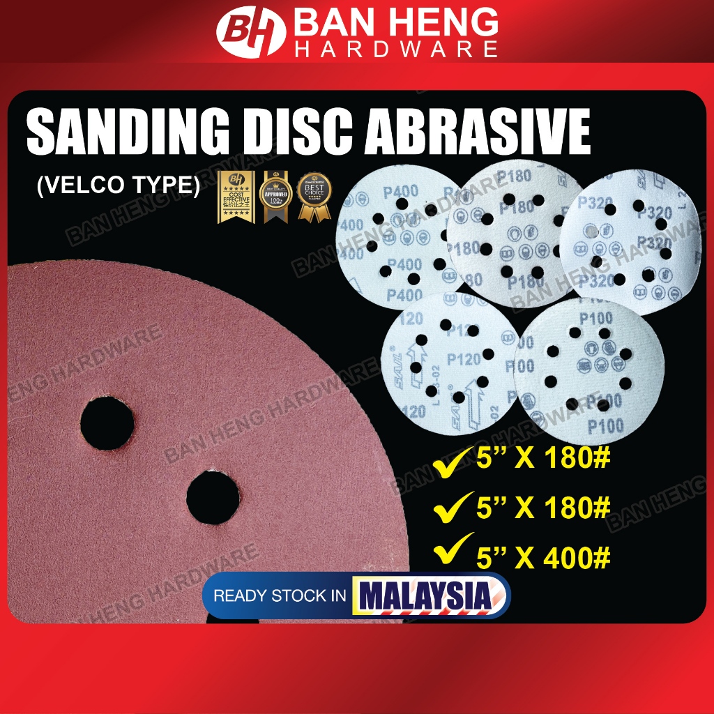 Sanding Disc 5 inch 125mm Orbital Sand Paper 8 Holes DIY Abrasive Hook ...