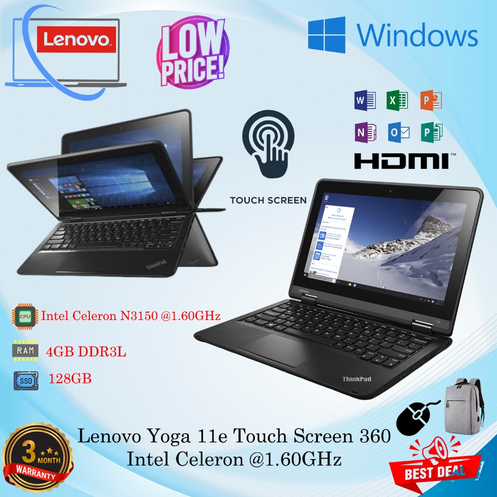 Lenovo Yoga 11e / N24 Touch Screen 360 Intel Celeron @1.60GHz | Shopee ...