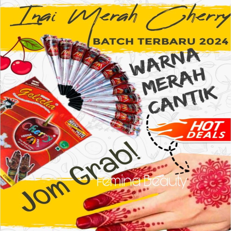 Inai Red Cherry Golecha Henna Merah Box Halal Enai Kuku Lukis | Shopee ...