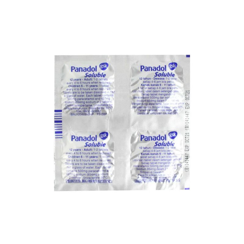 PANADOL SOLUBLE 500mg LEMON FLAVOUR 4's/strip | Shopee Malaysia