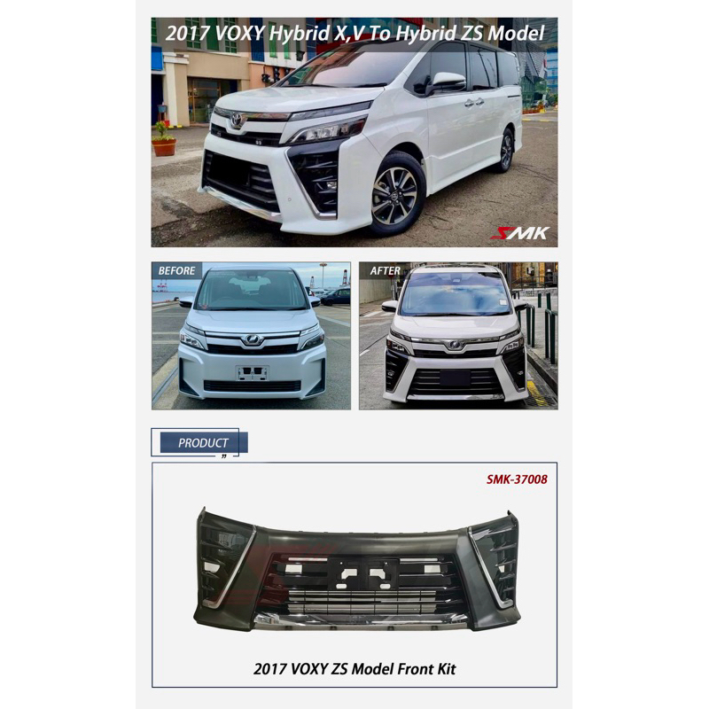 Toyota voxy 2017 2018 2019 2020 X V ZS HYBRID front bumper bodykit body ...