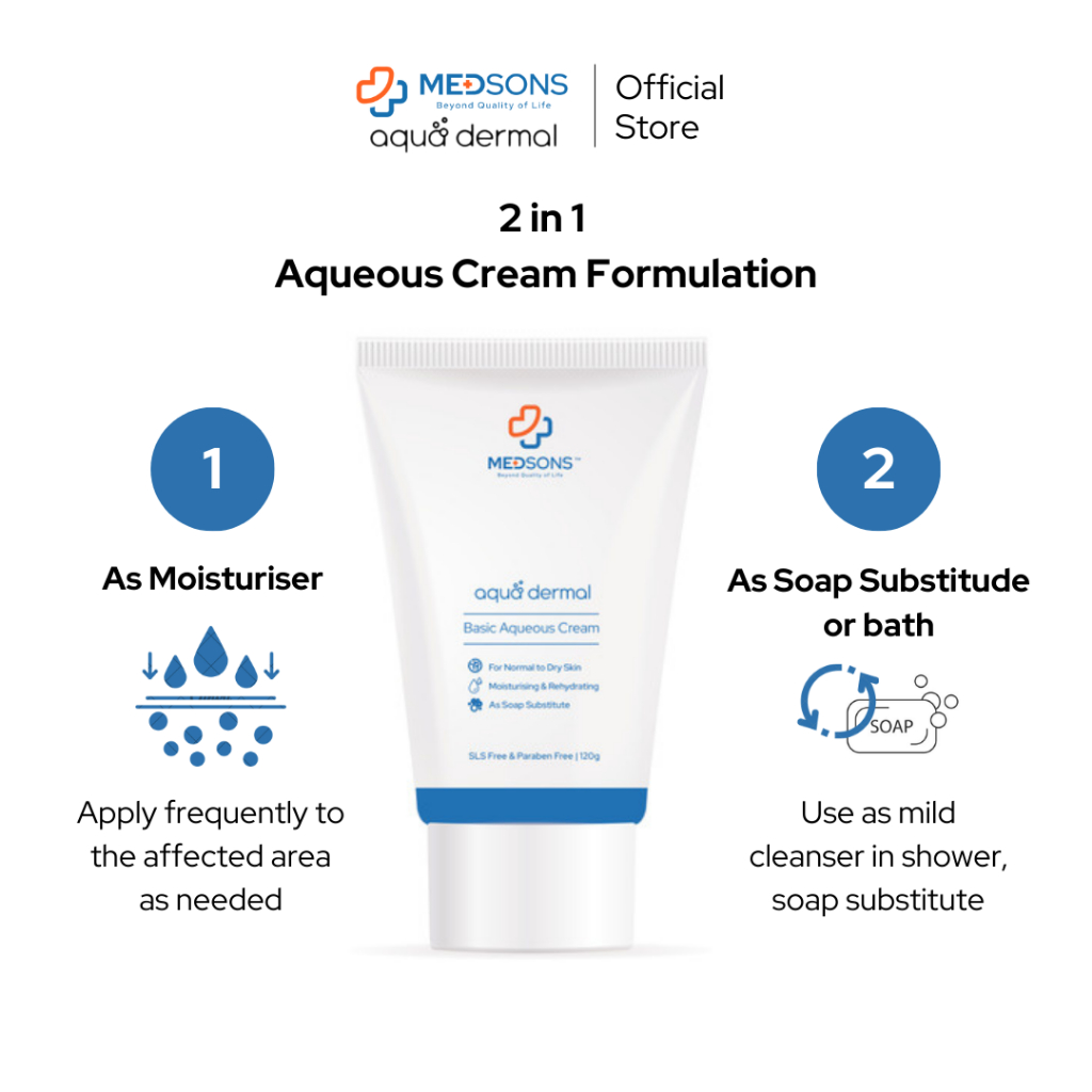 Medsons Aqua Dermal Basic Aqueous Cream ( 120g ) | Shopee Malaysia