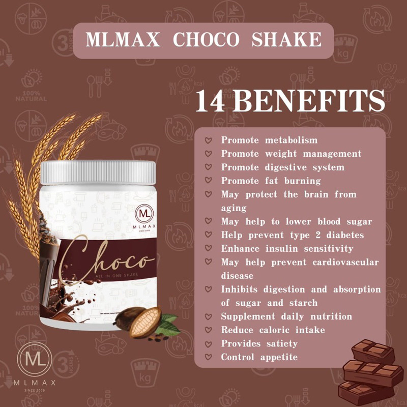 MLmax Choco Shake 500g (Free shaker)meal replacement | Shopee Malaysia