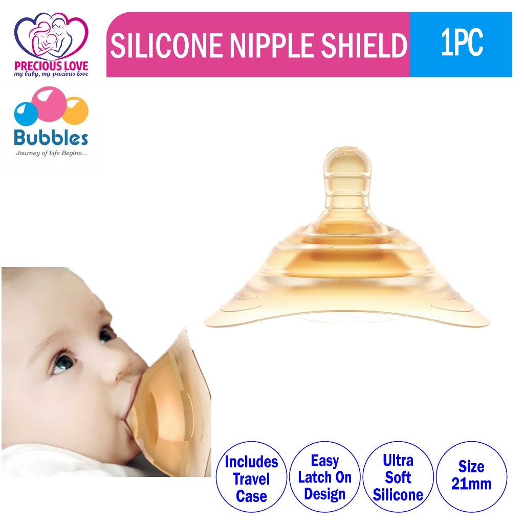Bubbles Silicone Nipple Shield: Easy Latch-On for Breastfeeding ...
