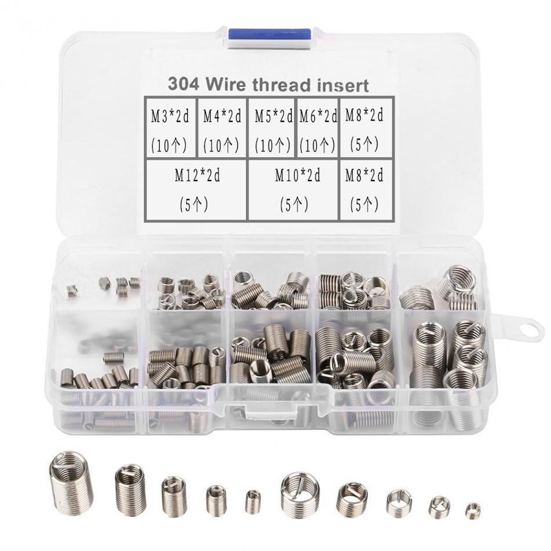 🌟60pcs🌟M3-M12 Fastening Thread Insert kit Repair Tool Spiral Wire Screw ...