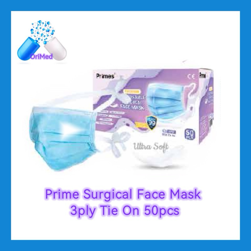 Primes Adult Surgical Face Mask Tie On 3ply 50pcs | Shopee Malaysia