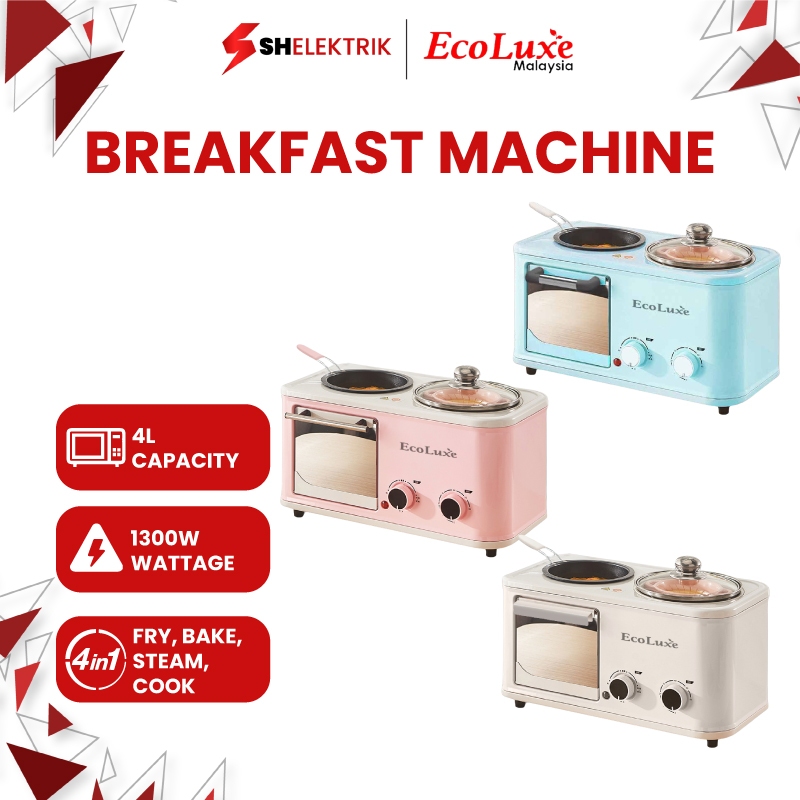 ECOLUXE Breakfast Machine Toaster Multi-Functional Cooker Boil/Steam ...