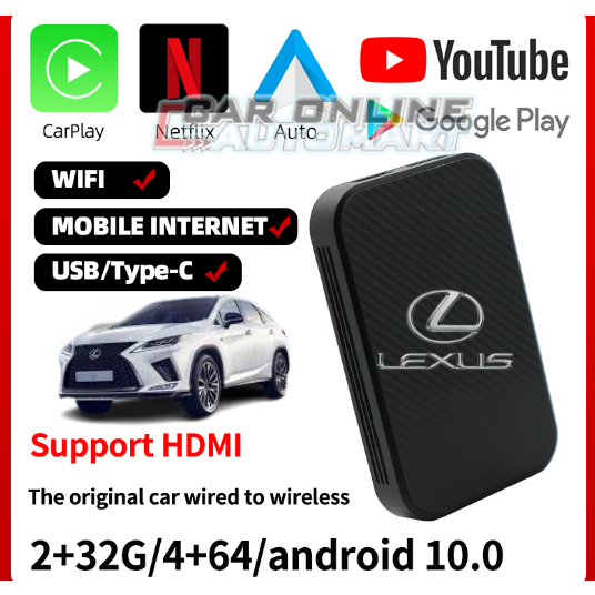 AI BOX Lexus RX300 Android 10.0 Wireless Car play For YouTube Netflix ...